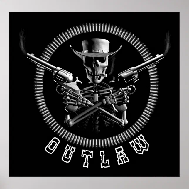 Outlaw Skeleton Cowboy Posters | Zazzle