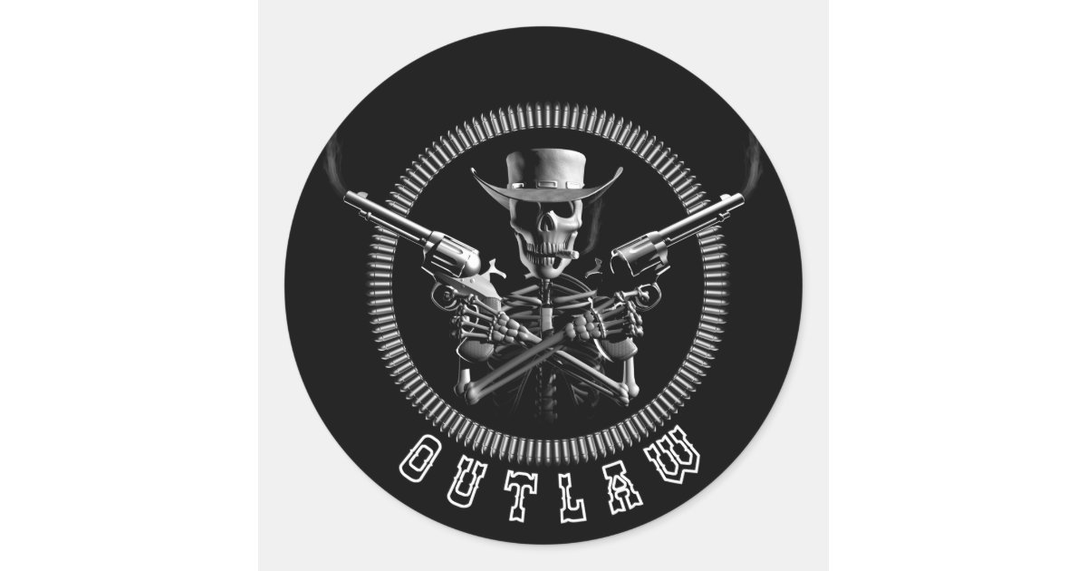 Outlaw Skeleton Stickers | Zazzle