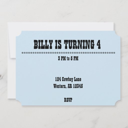 Outlaw Wild West Western Boy Birthday Cowboy Invitation | Zazzle
