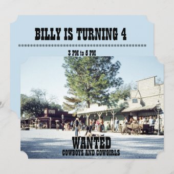 Outlaw Wild West Western Boy Birthday Cowboy Invitation | Zazzle