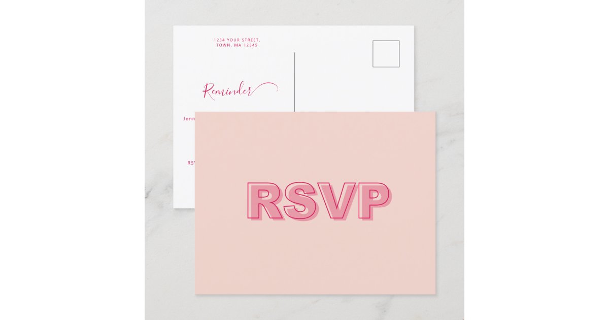 Outline bold reminder RSVP Invitation Postcard | Zazzle