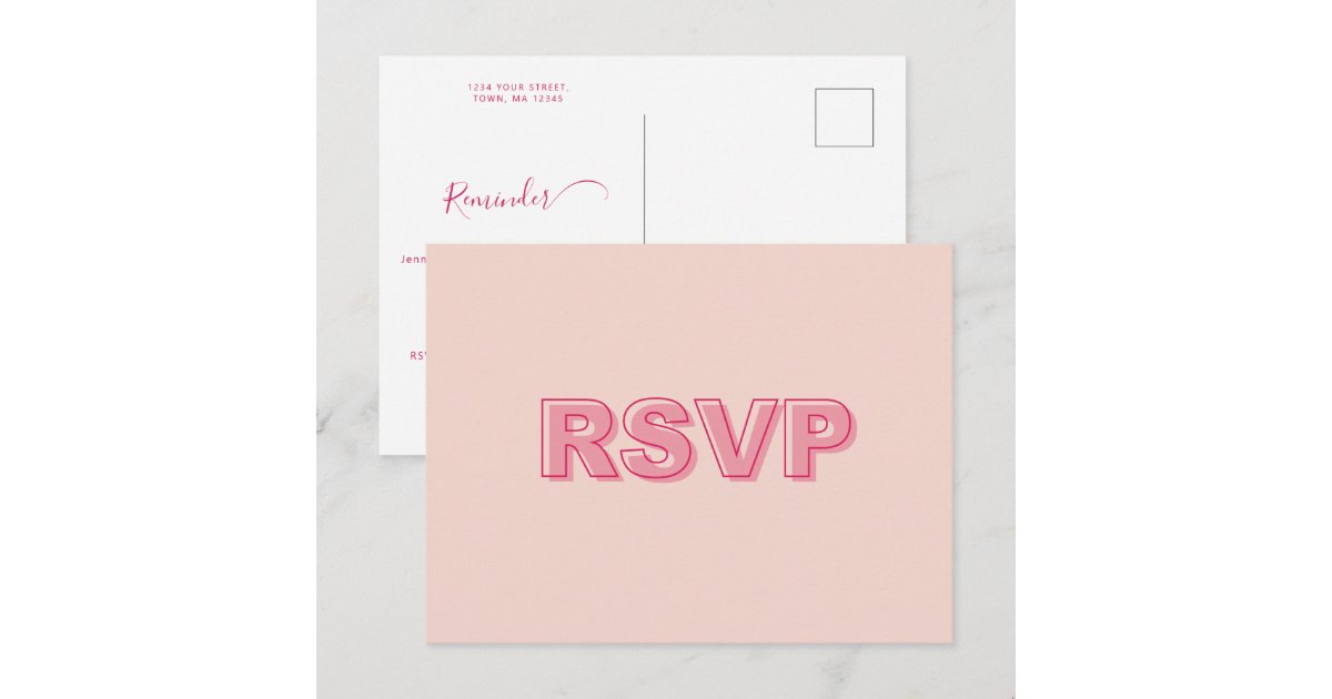 Outline bold reminder RSVP Invitation Postcard | Zazzle