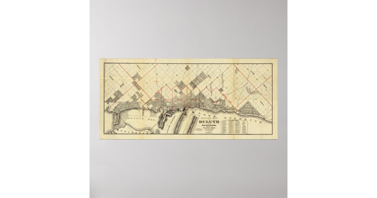 Outline Map of Duluth and Suburbs Poster | Zazzle