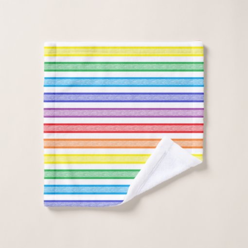 Outlined Stripes Rainbow Bath Towel Set | Zazzle