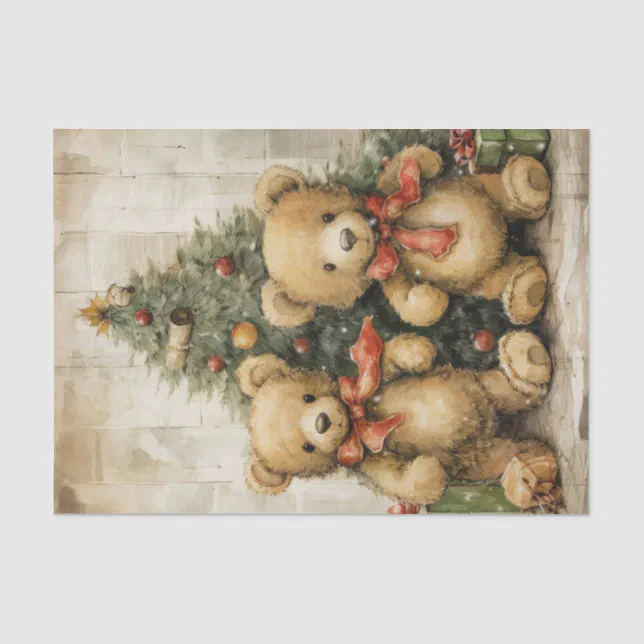 Outrageously Adorable Christmas Teddy Bears Tissue Paper | Zazzle