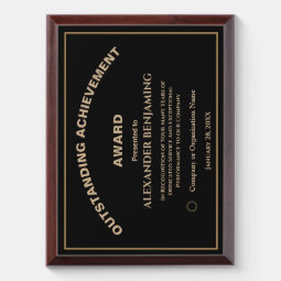 Outstanding Achievement Business Recognition Gold Award Plaque | Zazzle