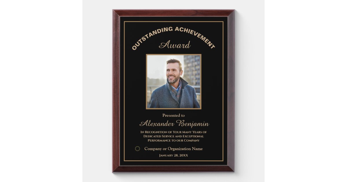 Outstanding Achievement Photo Gold Custom Award Plaque | Zazzle
