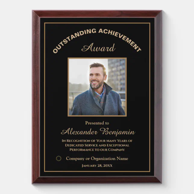 Outstanding Achievement Photo Gold Custom Award Plaque | Zazzle