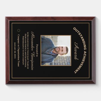Outstanding Achievement Photo Gold Custom Award Plaque | Zazzle