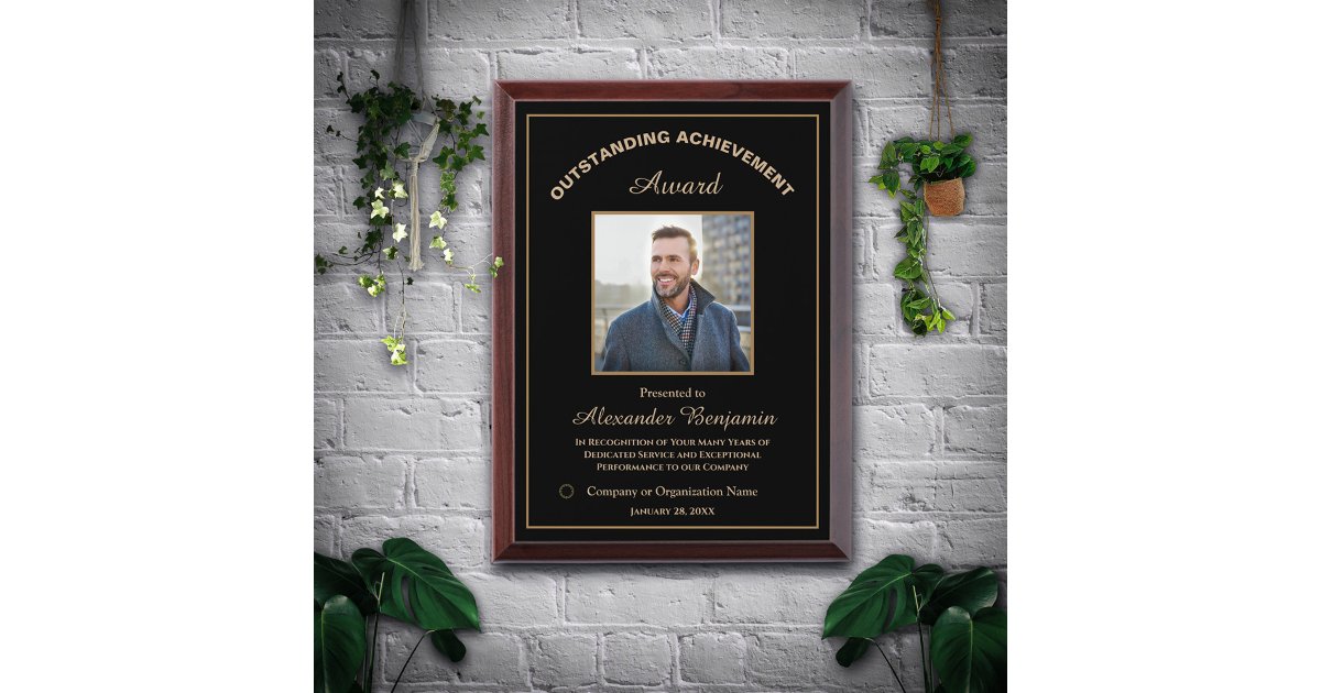 Outstanding Achievement Photo Gold Custom Award Plaque | Zazzle