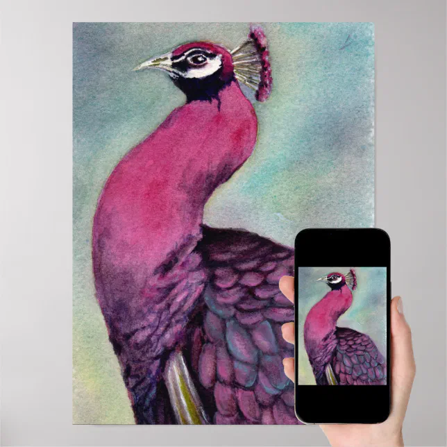 Outstanding Hot Pink Peacock Poster | Zazzle
