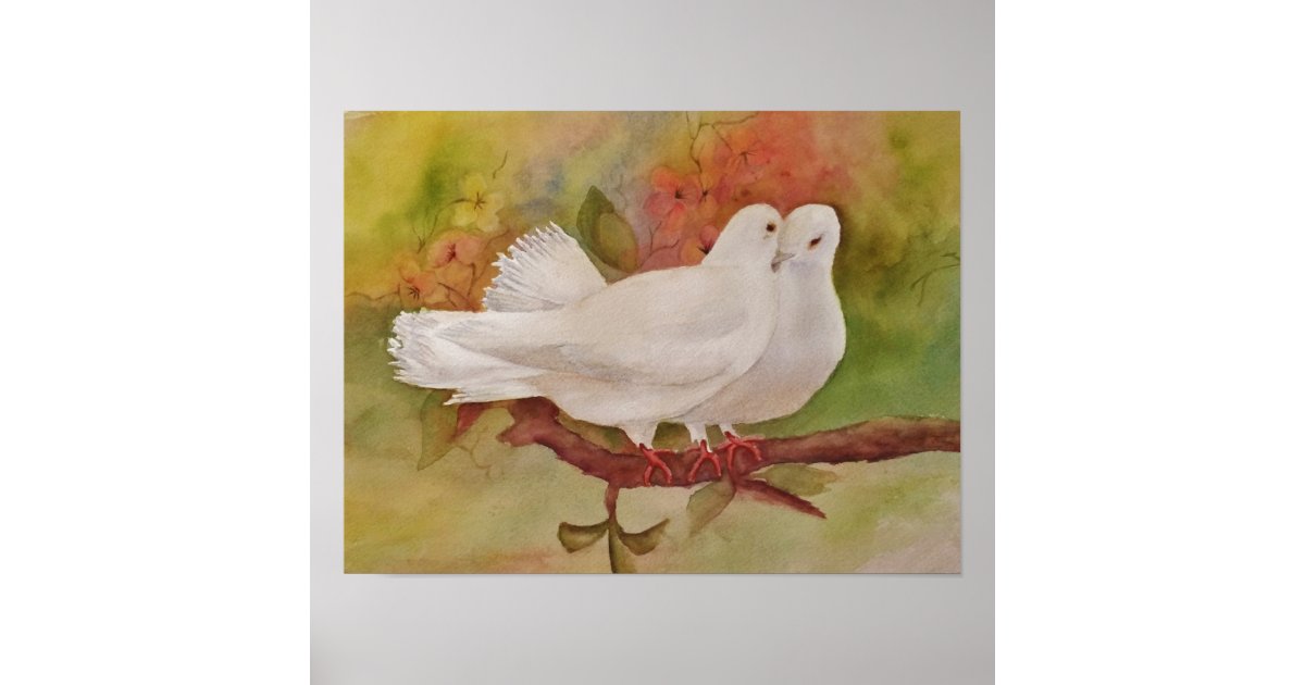 Outstanding White Love Doves Poster | Zazzle