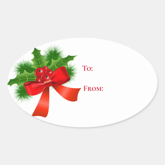 Oval Christmas Gift Tag Stickers | Zazzle