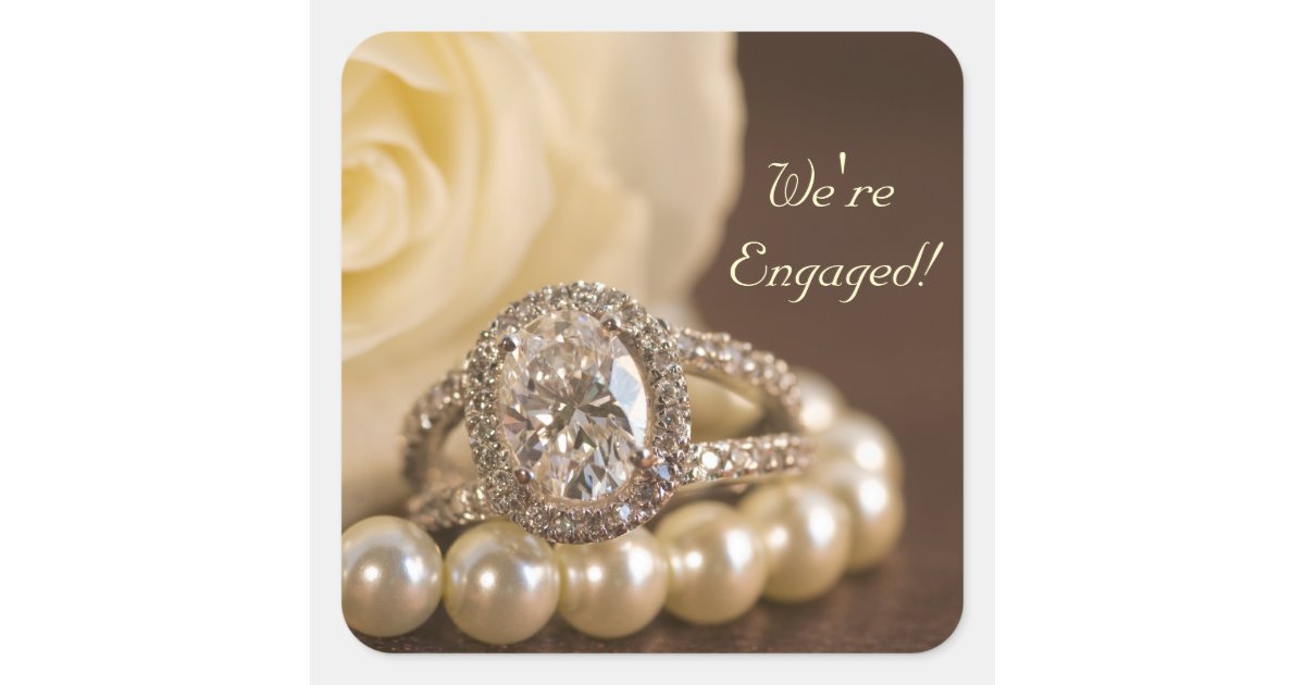 Oval Diamond Ring Engagement Envelope Seals | Zazzle