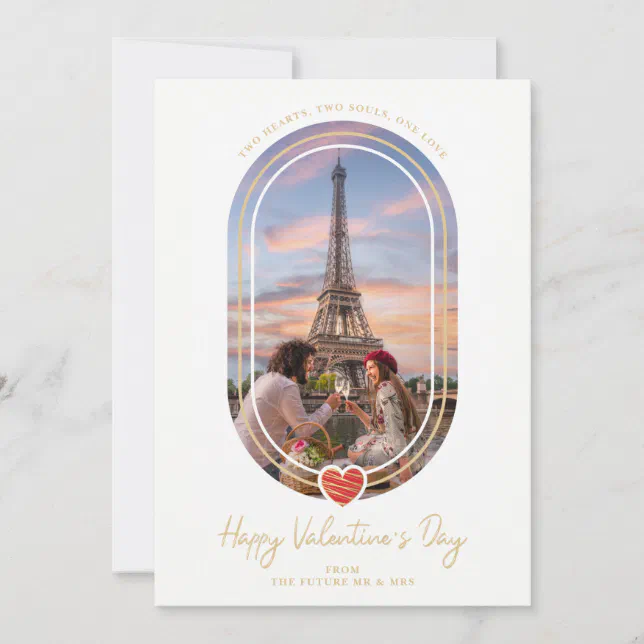 Oval Effect Red Heart Happy Valentine's Day Photo Save The Date | Zazzle