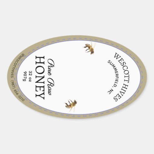 Oval Honey Label Lavender & Bees Queenline Jar | Zazzle