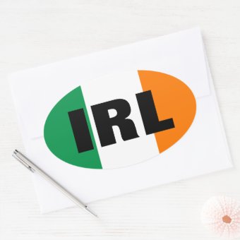 Oval IRL car sticker with Irish flag | Zazzle