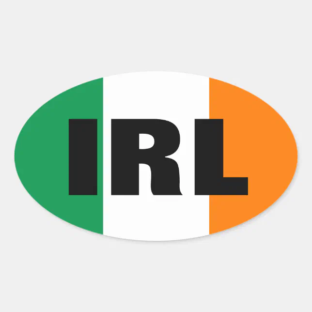 Oval IRL car sticker with Irish flag | Zazzle