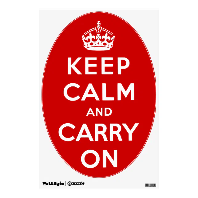 Oval Keep Calm and Carry On Red Wall Decal | Zazzle