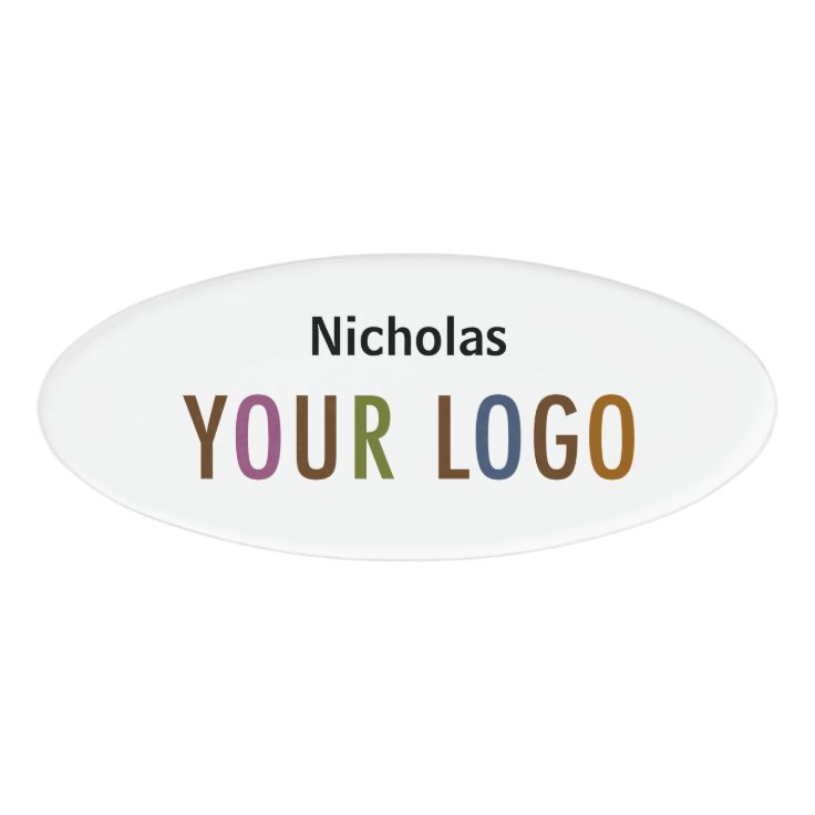 Oval Name Badge Magnet Custom Logo Employee Staff | Zazzle