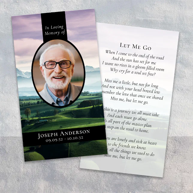 Oval Photo Golf Course Funeral Memorial Card | Zazzle