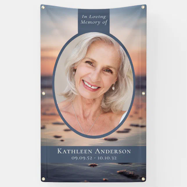 Oval Photo Ocean Memorial Grave Cover Banner | Zazzle