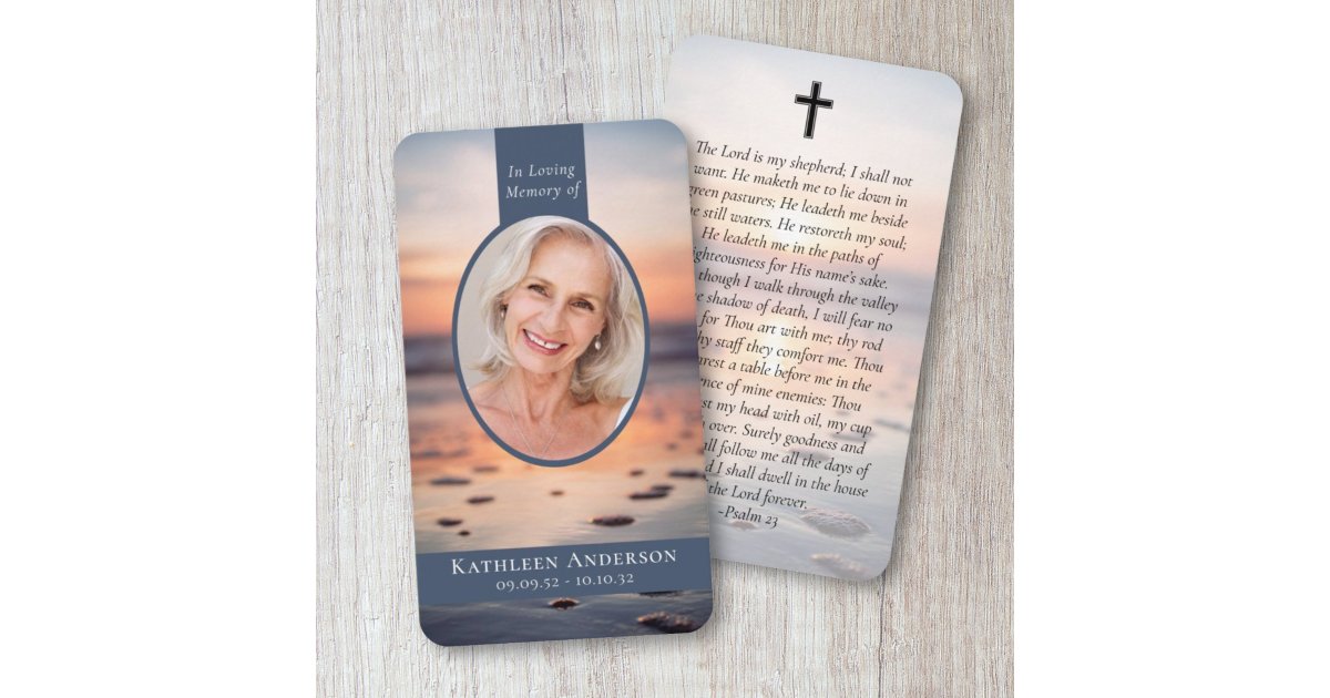 Oval Photo Ocean Memorial Prayer Card | Zazzle