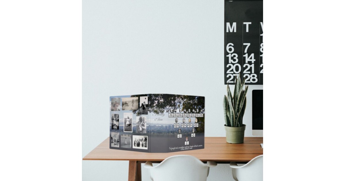Oval Photos Family Tree San Francisco Skyline 3 Ring Binder | Zazzle