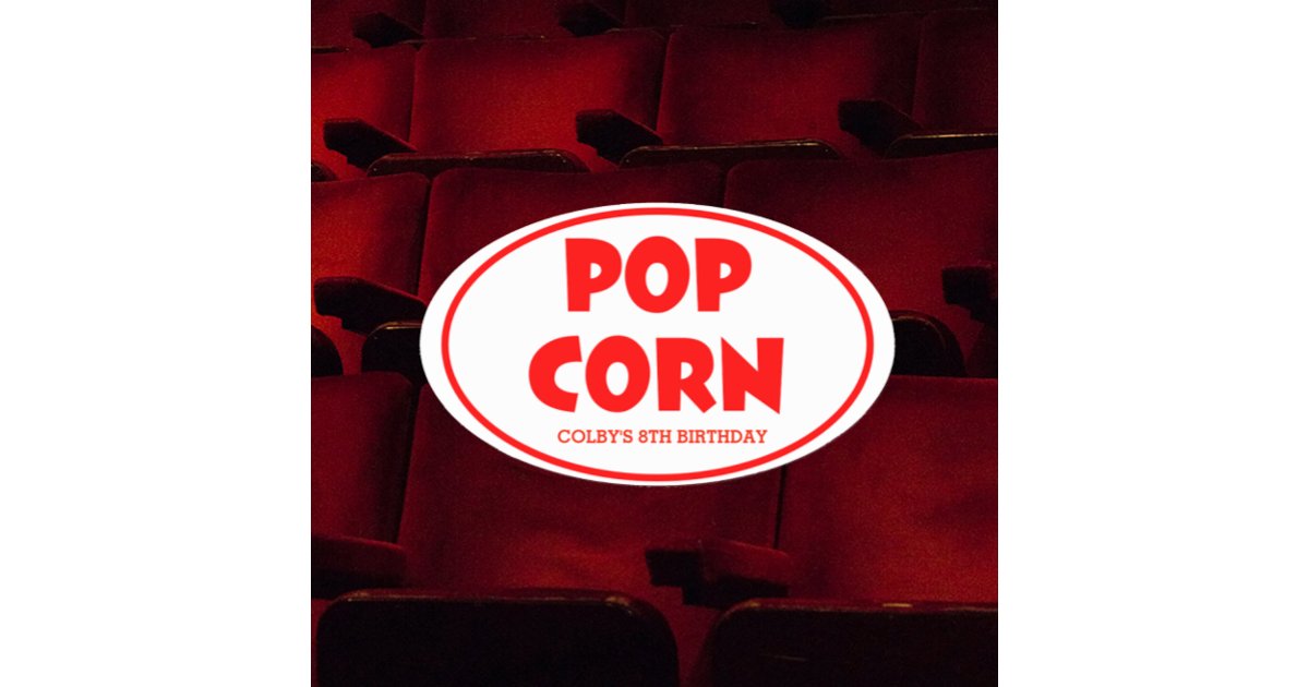 Oval Popcorn Personalized Stickers | Zazzle
