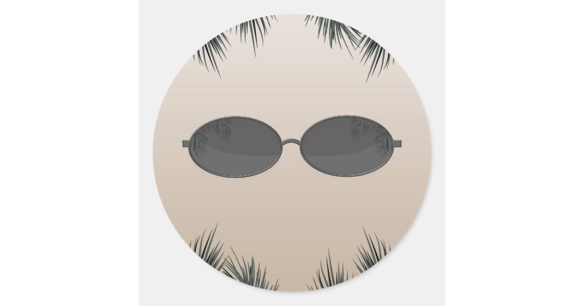 Oval Sunglasses Summer Beach Pool Party Classic Round Sticker | Zazzle