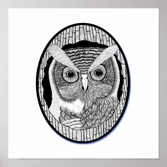 Oval Tree Owl Poster | Zazzle