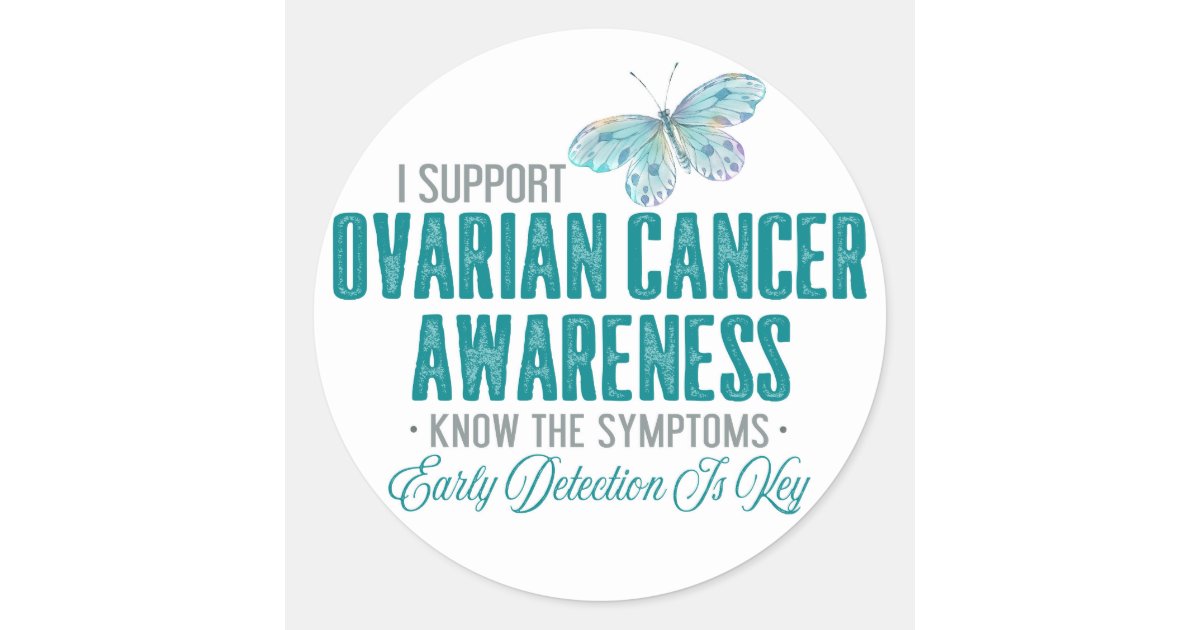 Ovarian Cancer Awareness | Teal Butterfly Classic Round Sticker | Zazzle