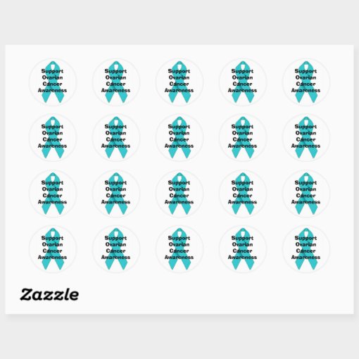 OVARIAN CANCER TEAL RIBBON STICKER | Zazzle