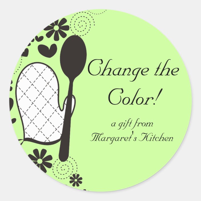 Oven mitt wooden spoon cooking baking stickers | Zazzle.com