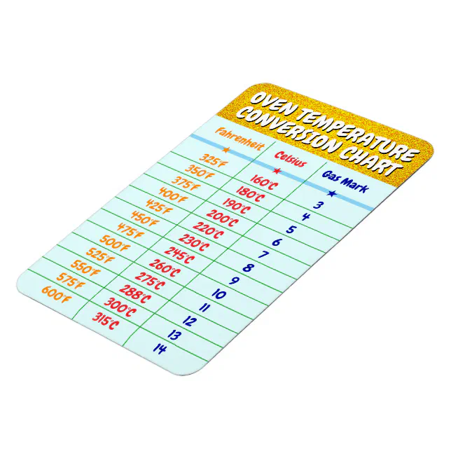 Oven Temperature Conversion Chart - Cooking Baking Magnet | Zazzle
