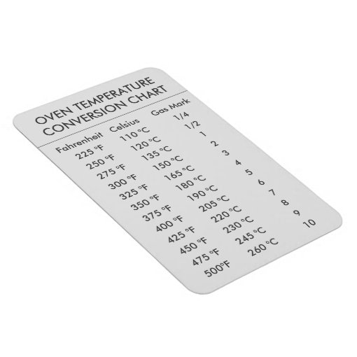 oven temperature conversion chart magnet | Zazzle