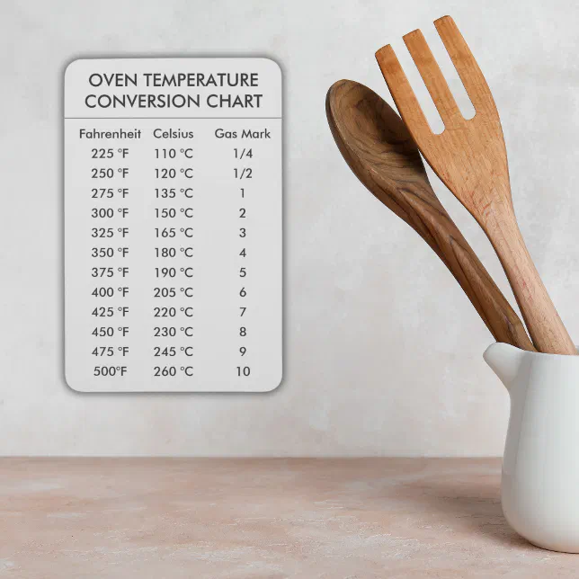 oven temperature conversion chart magnet | Zazzle
