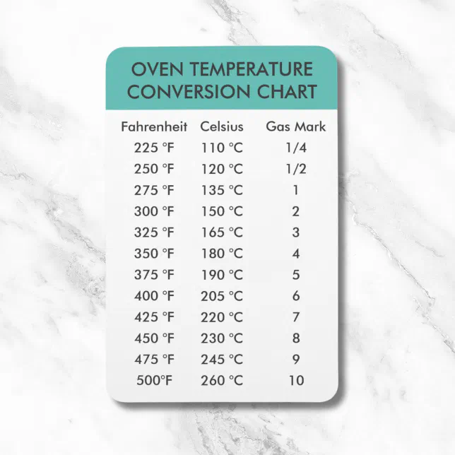 oven temperature conversion chart magnet | Zazzle