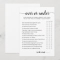 Over or Under Game Baby Shower party Card | Zazzle
