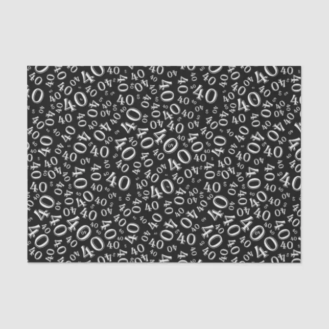 Over The Hill 40th Birthday Black White Collage Tissue Paper | Zazzle
