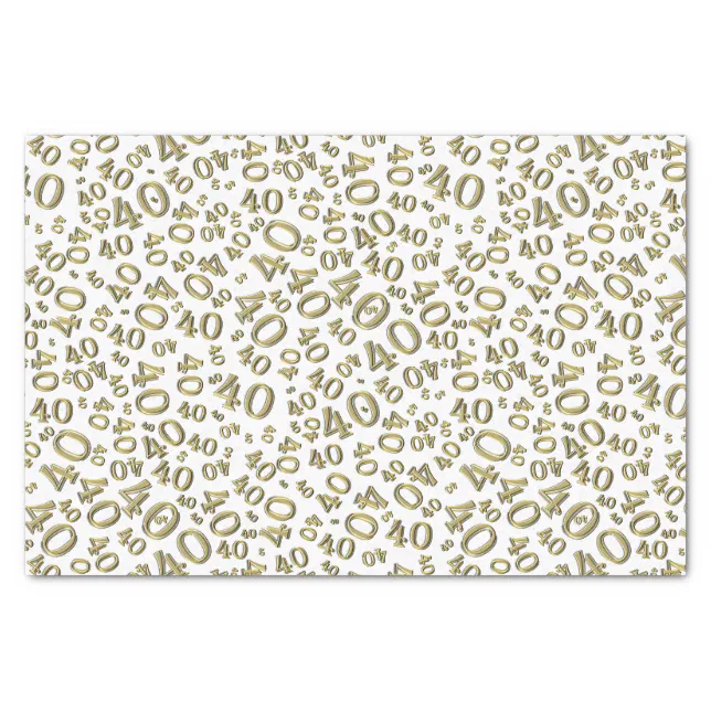 Over The Hill 40th Birthday Gold/White Pattern Tissue Paper | Zazzle