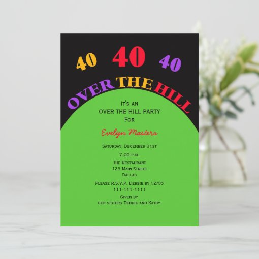 Over the Hill 40th Birthday Party Invitation | Zazzle