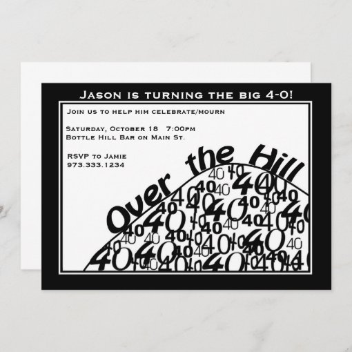 Over the Hill 40th Birthday Party Invitation | Zazzle
