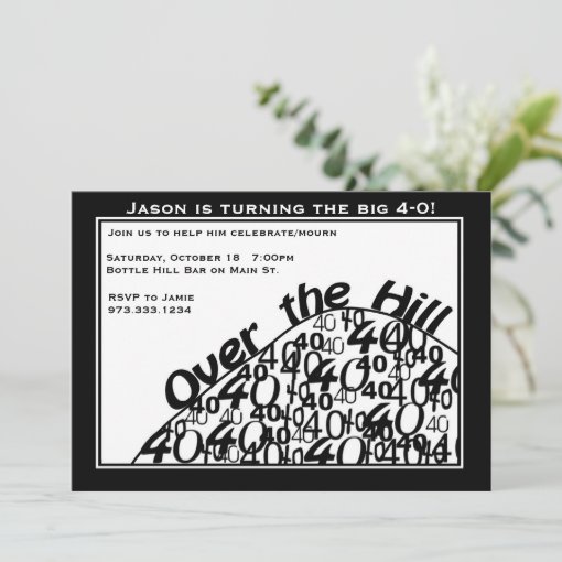 Over the Hill 40th Birthday Party Invitation | Zazzle