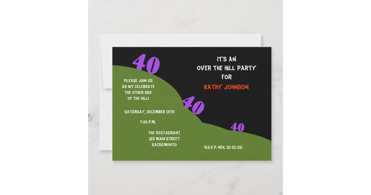 Over the Hill 40th Birthday Party Invites | Zazzle