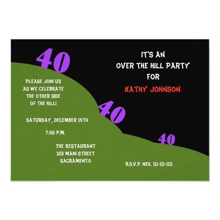 Over the Hill 40th Birthday Party Invites | Zazzle.com