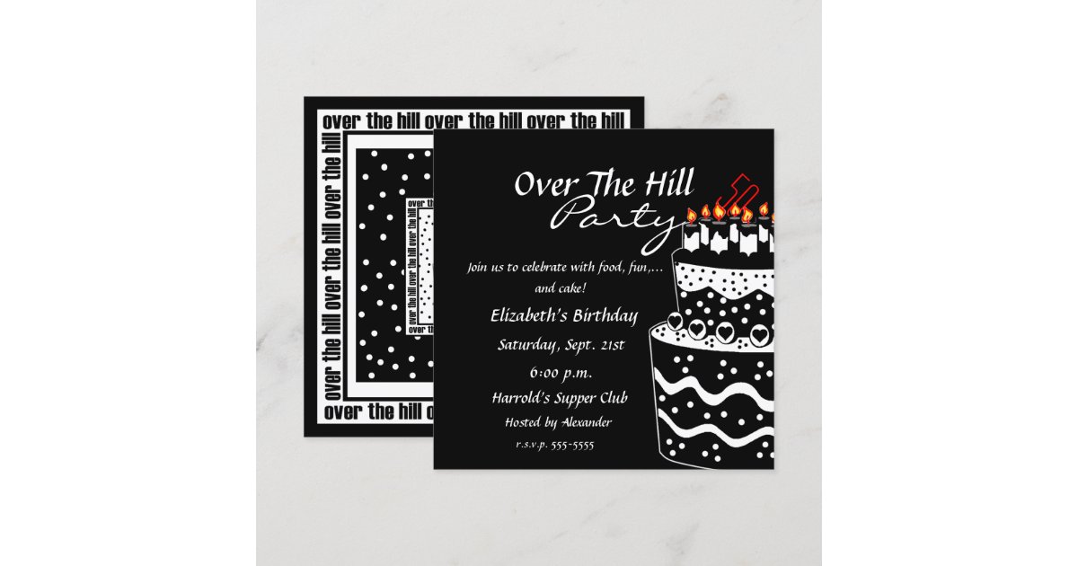 Over The Hill Birthday Party Invitation | Zazzle