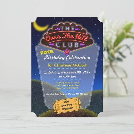 Over The Hill Club Birthday Celebration Invitation | Zazzle