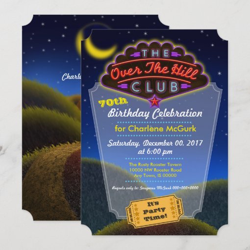 Over The Hill Club Birthday Celebration Invitation | Zazzle