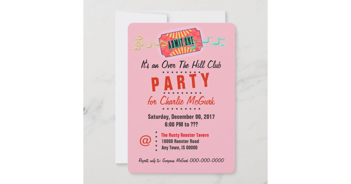Over The Hill Club Party Invitation | Zazzle